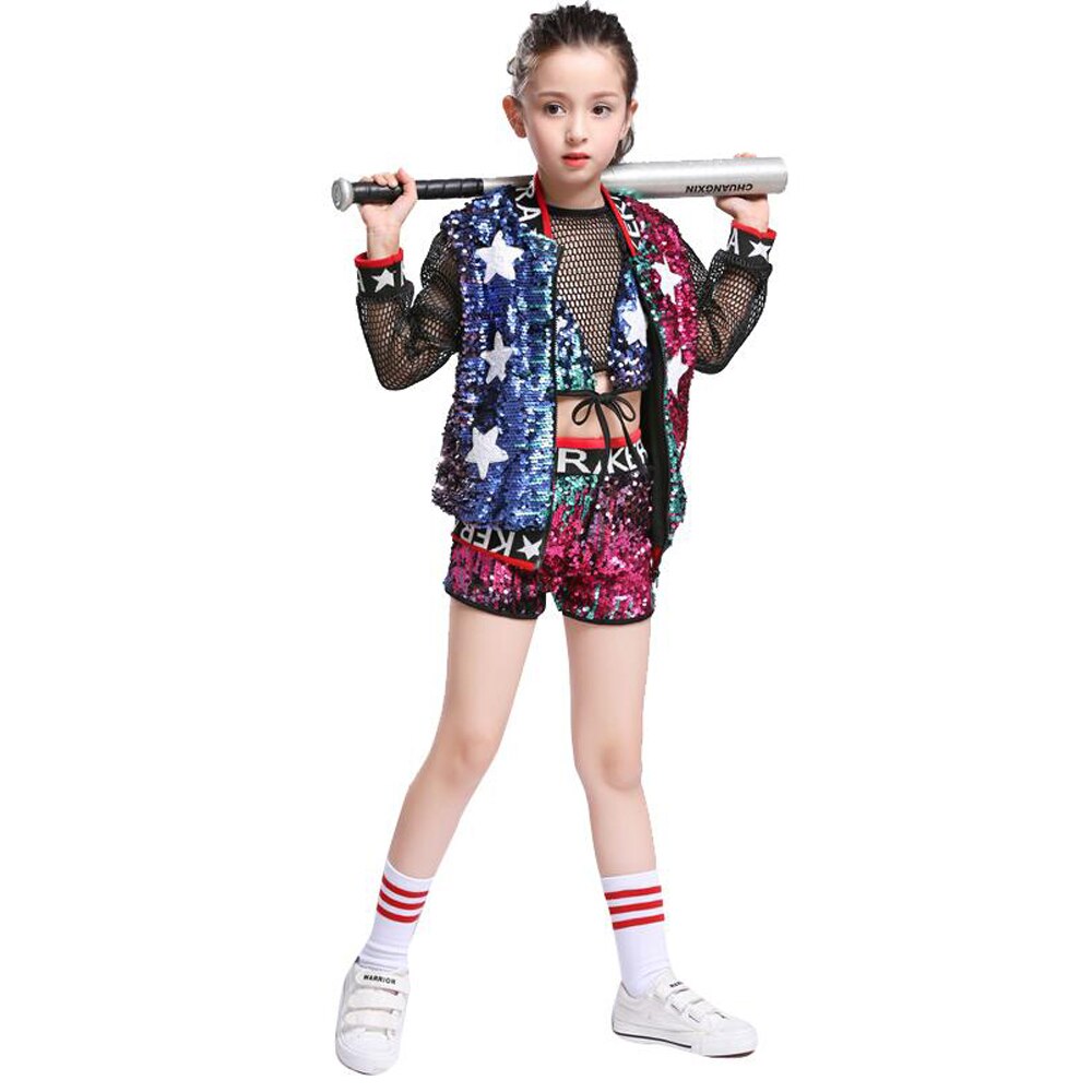 Girls Ballroom Sequined Modern Jazz Hip Hop Dance ... – Vicedeal