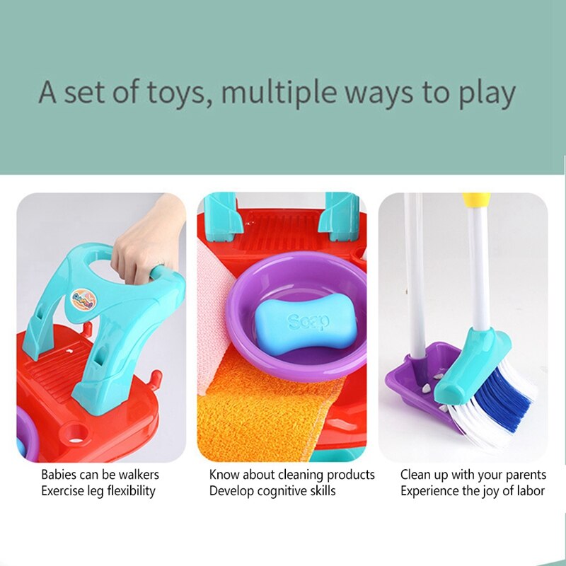 Kids Cleaning Trolley Cart Role Pretend Play Toy S... – Grandado