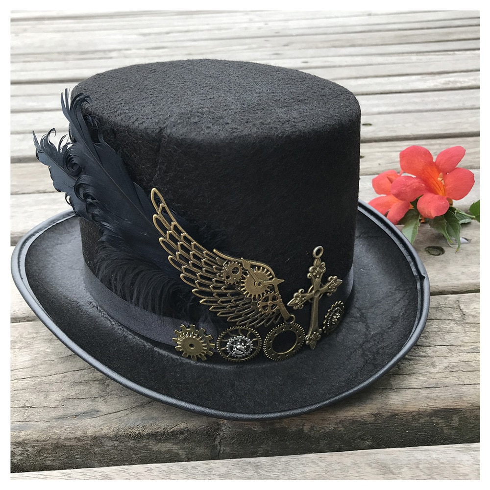 Unisex Men Women Steampunk Top Hat With Metal Gear... – Vicedeal
