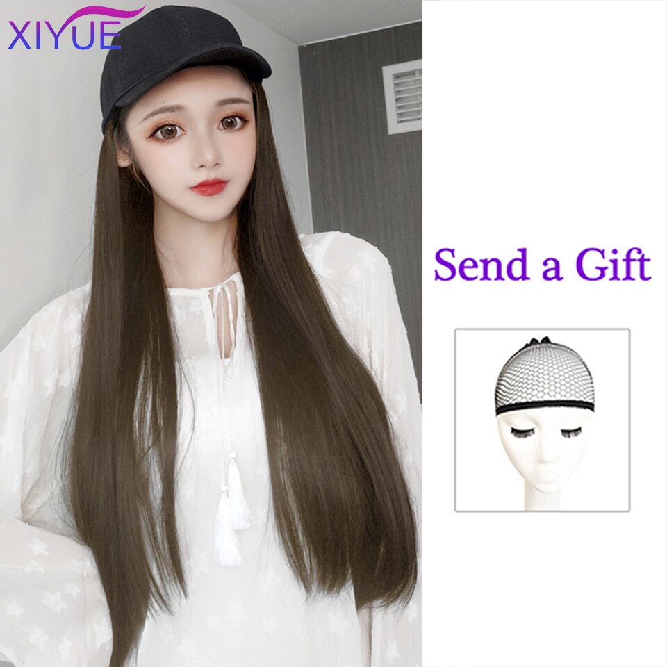 Ladies hat straight hair extension with black hat ... – Grandado