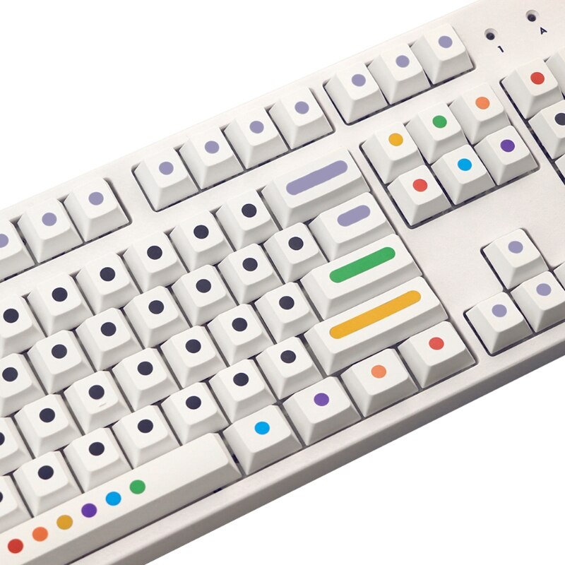128 Keys White Color Dots Key Caps Cherry Profile ... – Vicedeal
