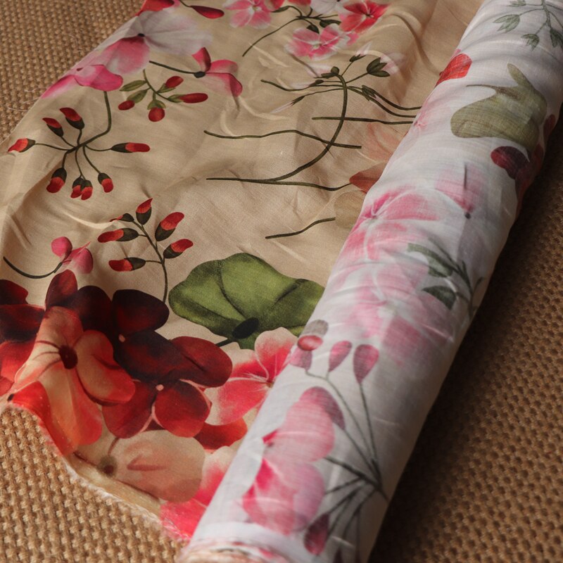 Natuurlijke Pure Ramee Stof Roze Bloem Print Patch... – Vicedeal