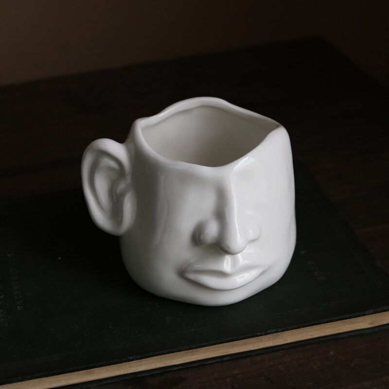 White Ceramic Abstract Face Mugs Milk Tea Coffee J... – Vicedeal