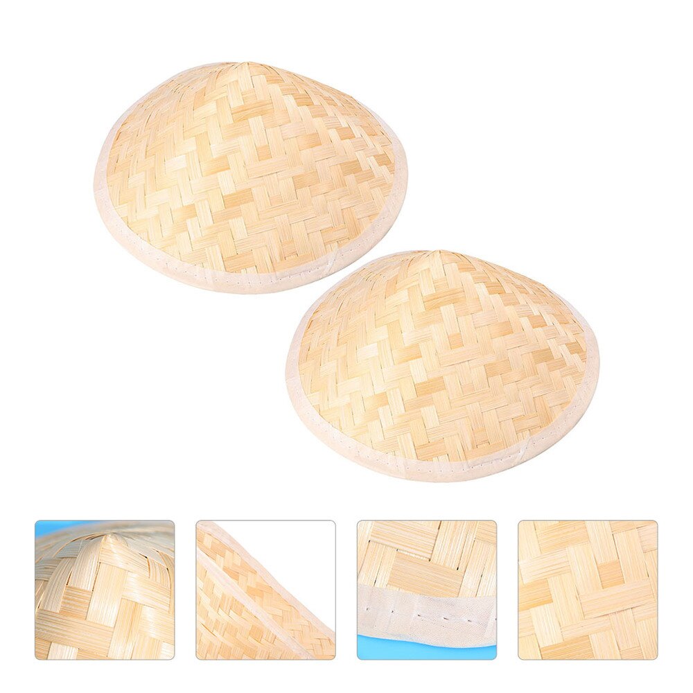 2pcs Bamboo Sun Hats Oriental Style Farmer Fishing... – Grandado