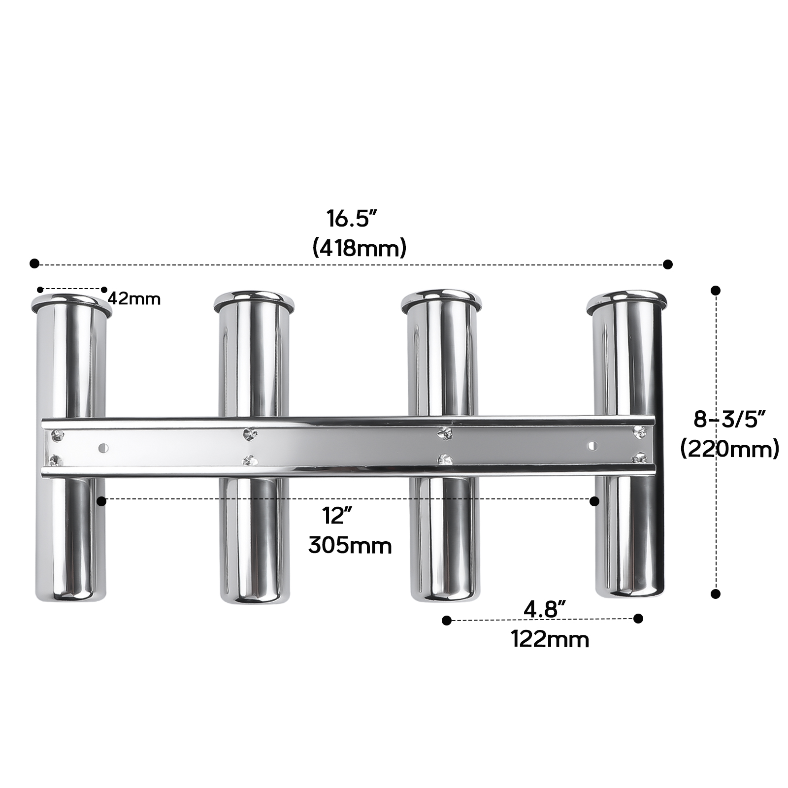 4 Tube Rod Holder Triple Stainless Steel Vertical ... – Grandado