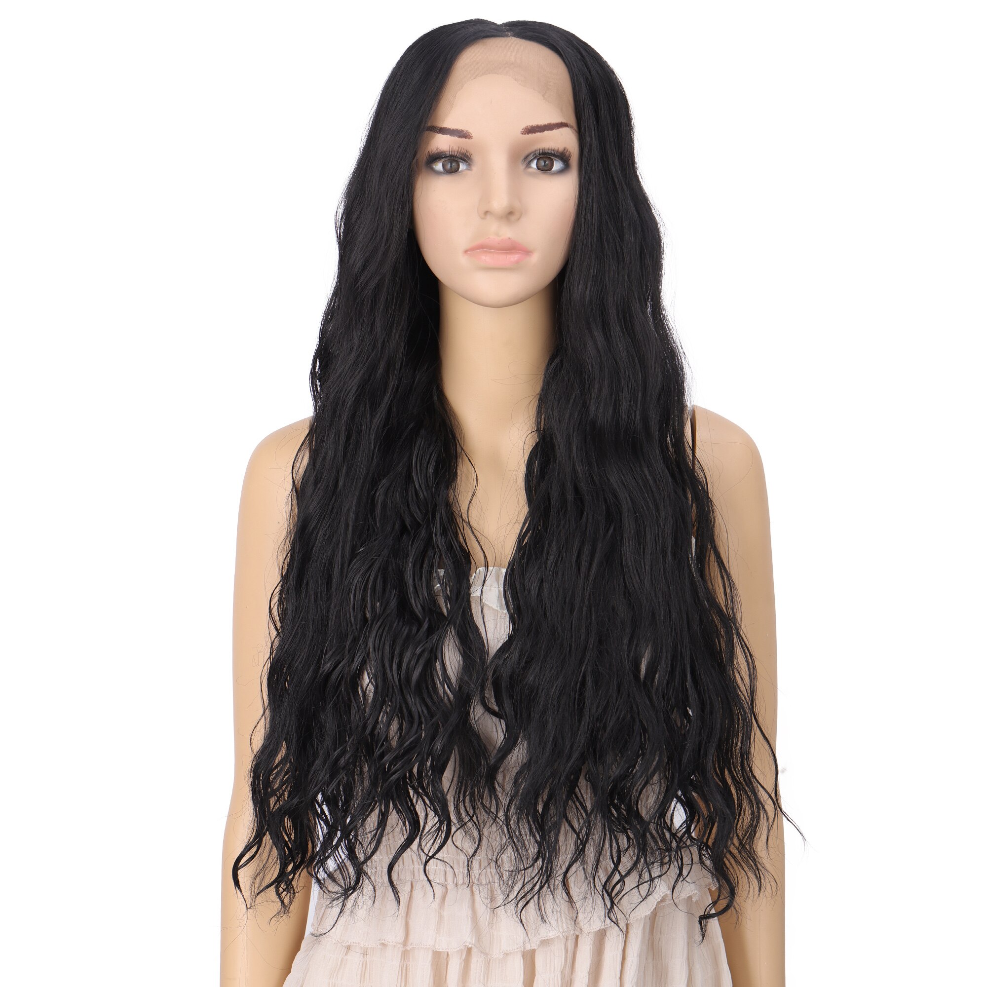 Manwei Black Synthetic Hair Lace Wigs For Women 28 Grandado