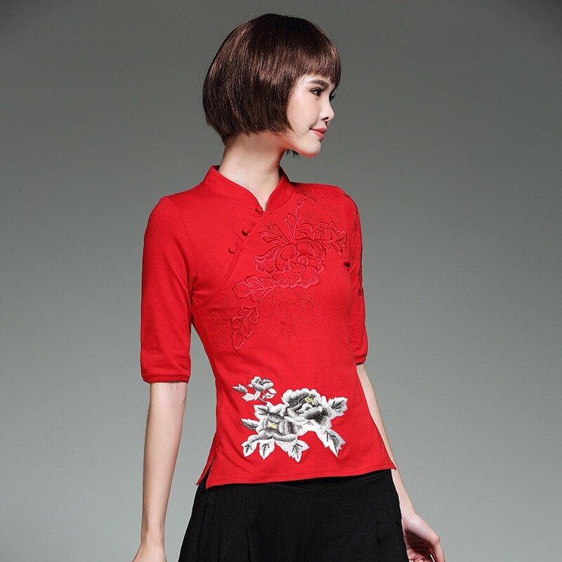 Vintage Women Chinese Traditional Cotton Linen Blo... – Grandado