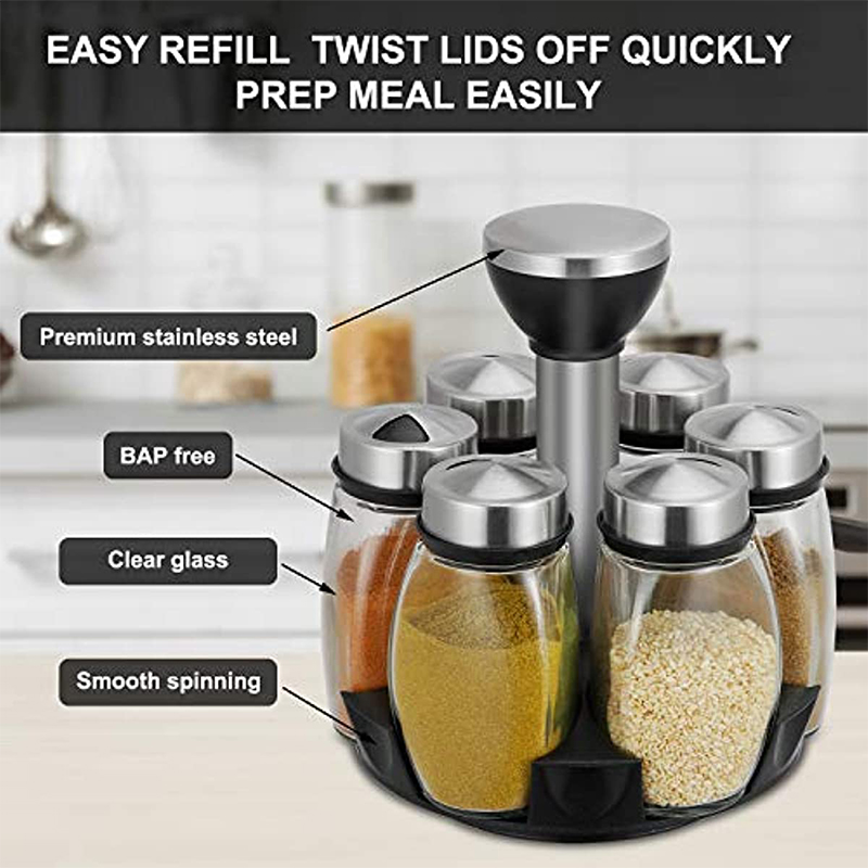 Spice Jar Glass Organizer Pepper Shakers Flavor Co... – Grandado