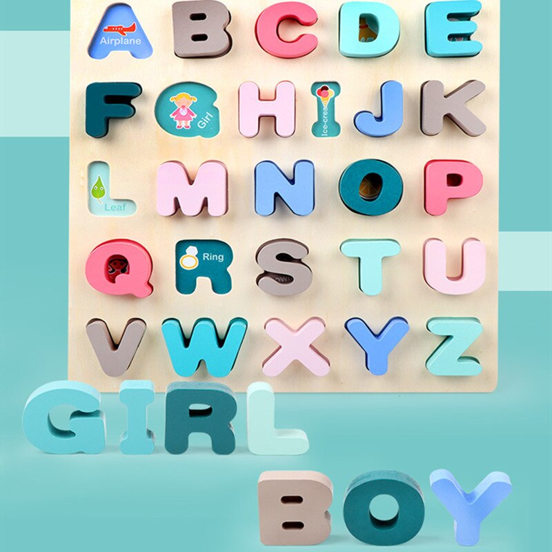 Wooden Digital Alphabet Toy Puzzle Color Children'... – Vicedeal