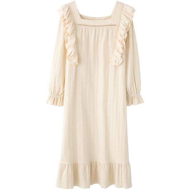 QWEEK Women's Dressing Gown Solid Color Ruffle... – Grandado