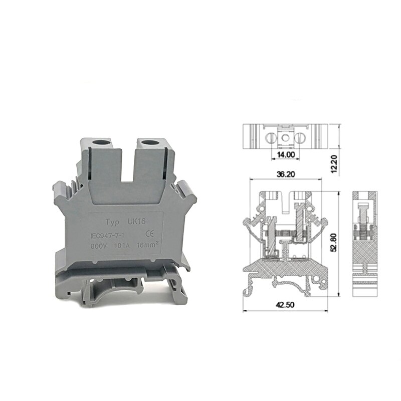 10Pcs UK-16N Din Rail Universele Schroef Terminal ... – Grandado