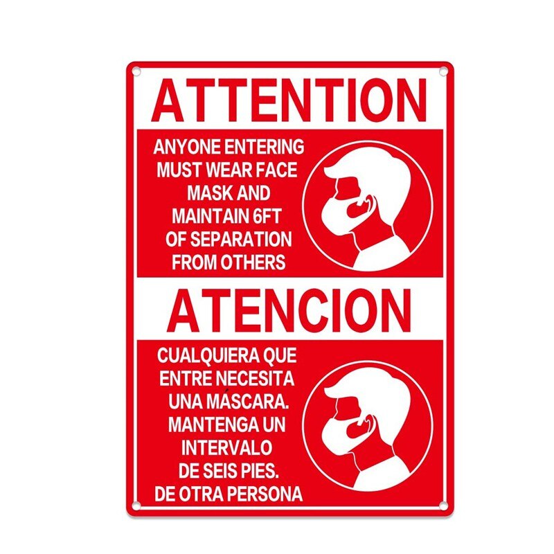 Face Mask Tin Sign Mask Required Social Distance S... – Grandado