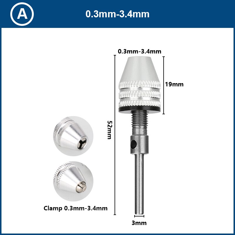 Quick Change Keyless Drill Bit Chuck 0.3-3.4mm 0.3... – Grandado