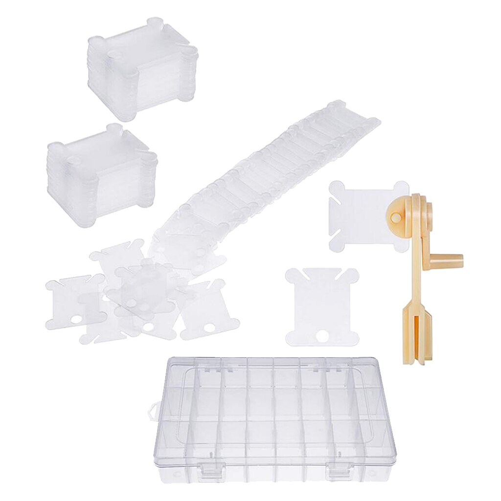 100x Plastic Floss Bobbins with Bobbin Winder Cros... – Grandado