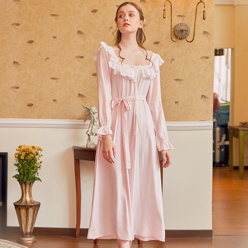 Cotton Nightgowns Sleepshirt Long Dress Spring Nig... – Grandado