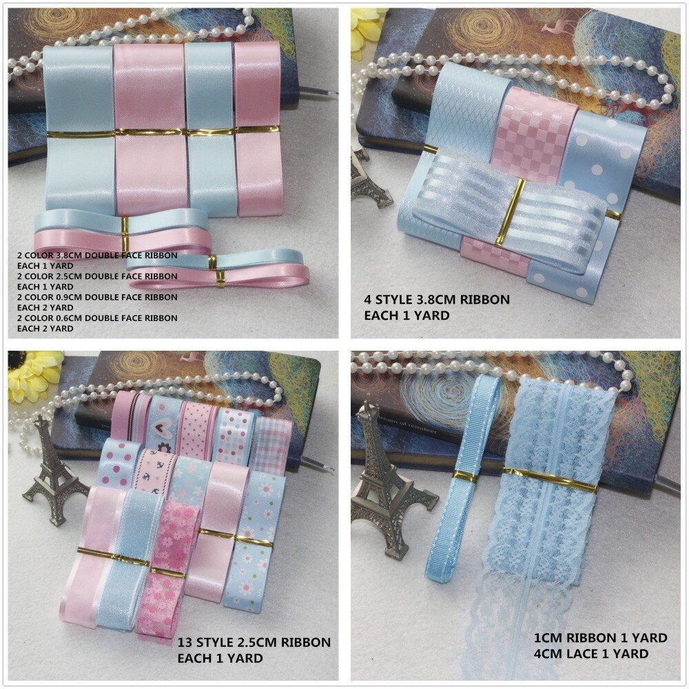 STYLE! DIY Ribbon Set---Pink & Light Blue Color Mi... – Vicedeal