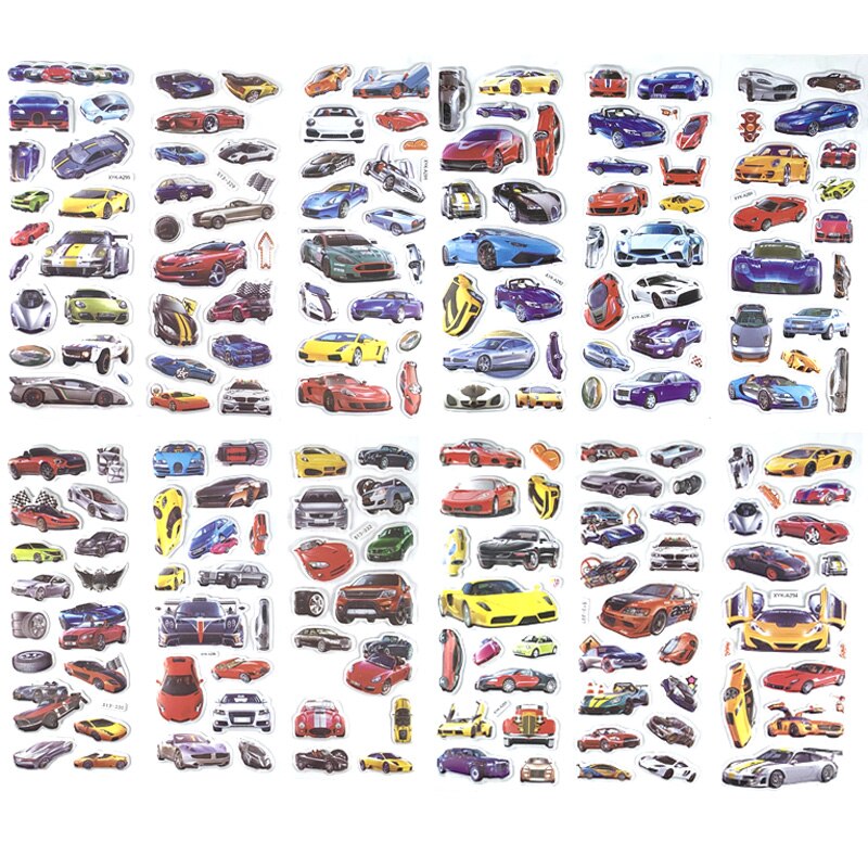 12 Different Sheets Cartoon Car Sticker 3D Sticker... – Grandado