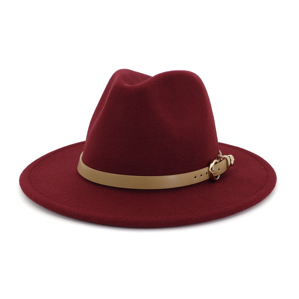 Unisex Women Men Wool Felt Jazz Fedora Hat with Le... – Grandado