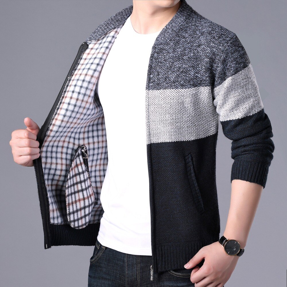 Mens Sweaters Patchwork Knitted Cardigan Coats Men... – Grandado