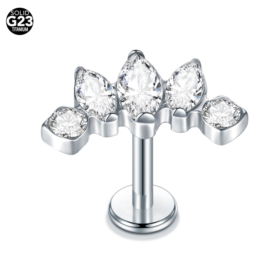 1 pieza de titanio 16G CZ gema Labret Stud labio a... – Grandado
