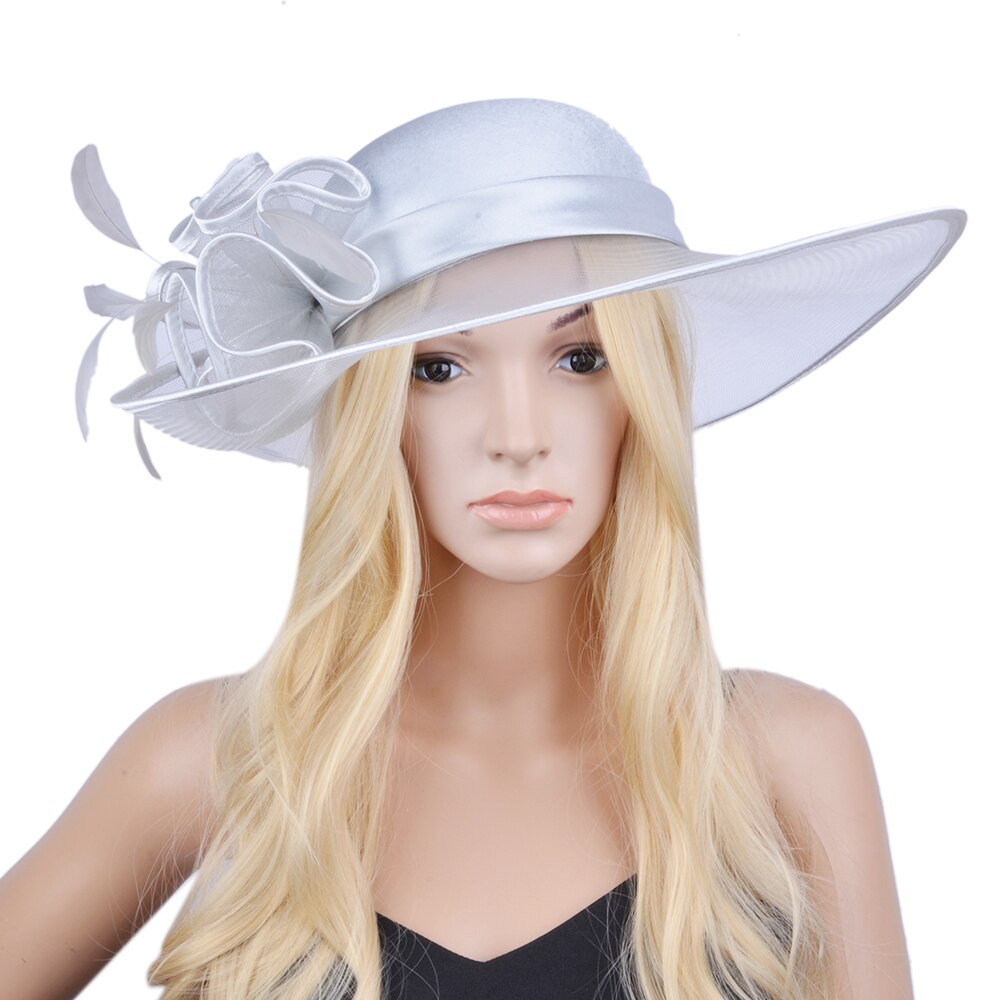 Navy Blue Large Crin Fascinator Satin Mini Hat For Grandado