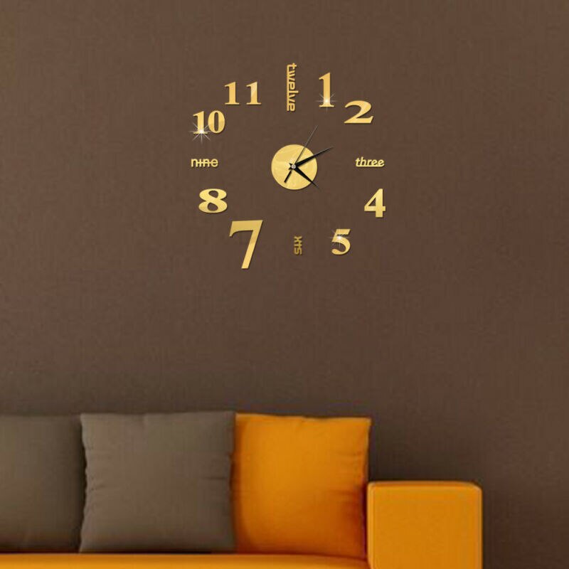 Modern DIY Analog 3D Number Mirror Wall Sticker Ar... – Grandado