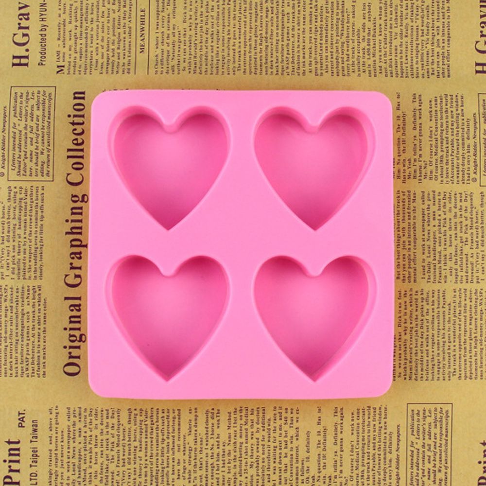 3D 4 Holes 4 Holes Love Heart Shape Silicone Mold ... – Grandado