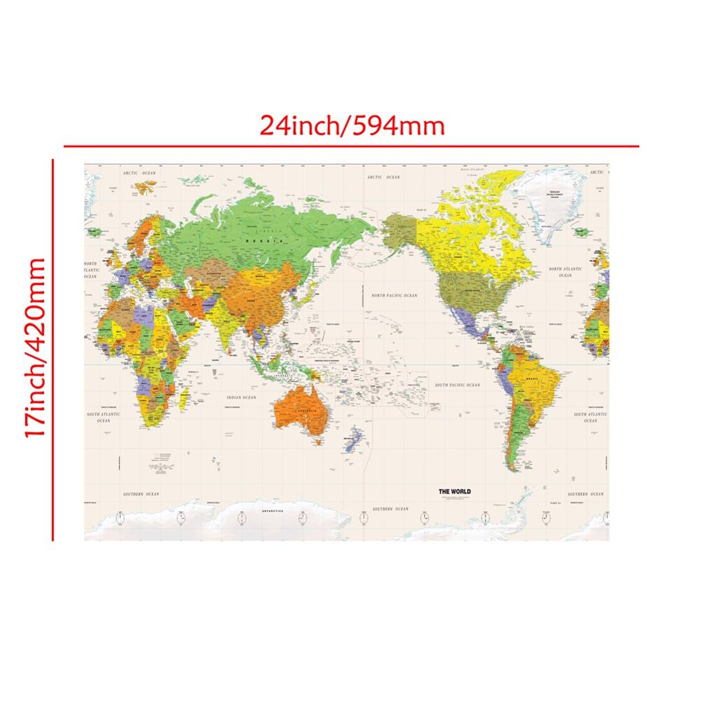A2 Size HD Printed The World Physical Map Fine Can... – Grandado
