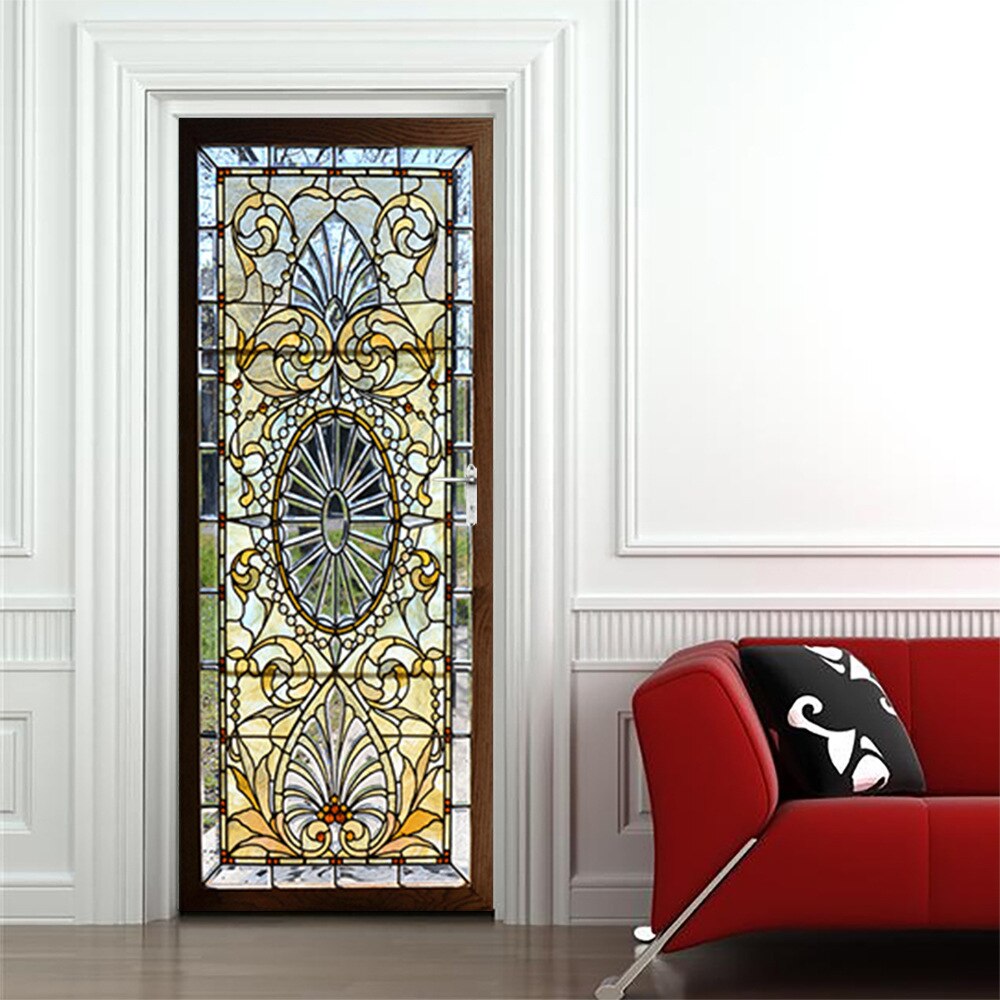 3D Vintage Pattern Glass Effect Door Sticker with ... – Vicedeal