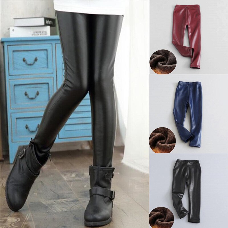 Faux Pu Leather Winter Warm Children Girls Legging... – Vicedeal