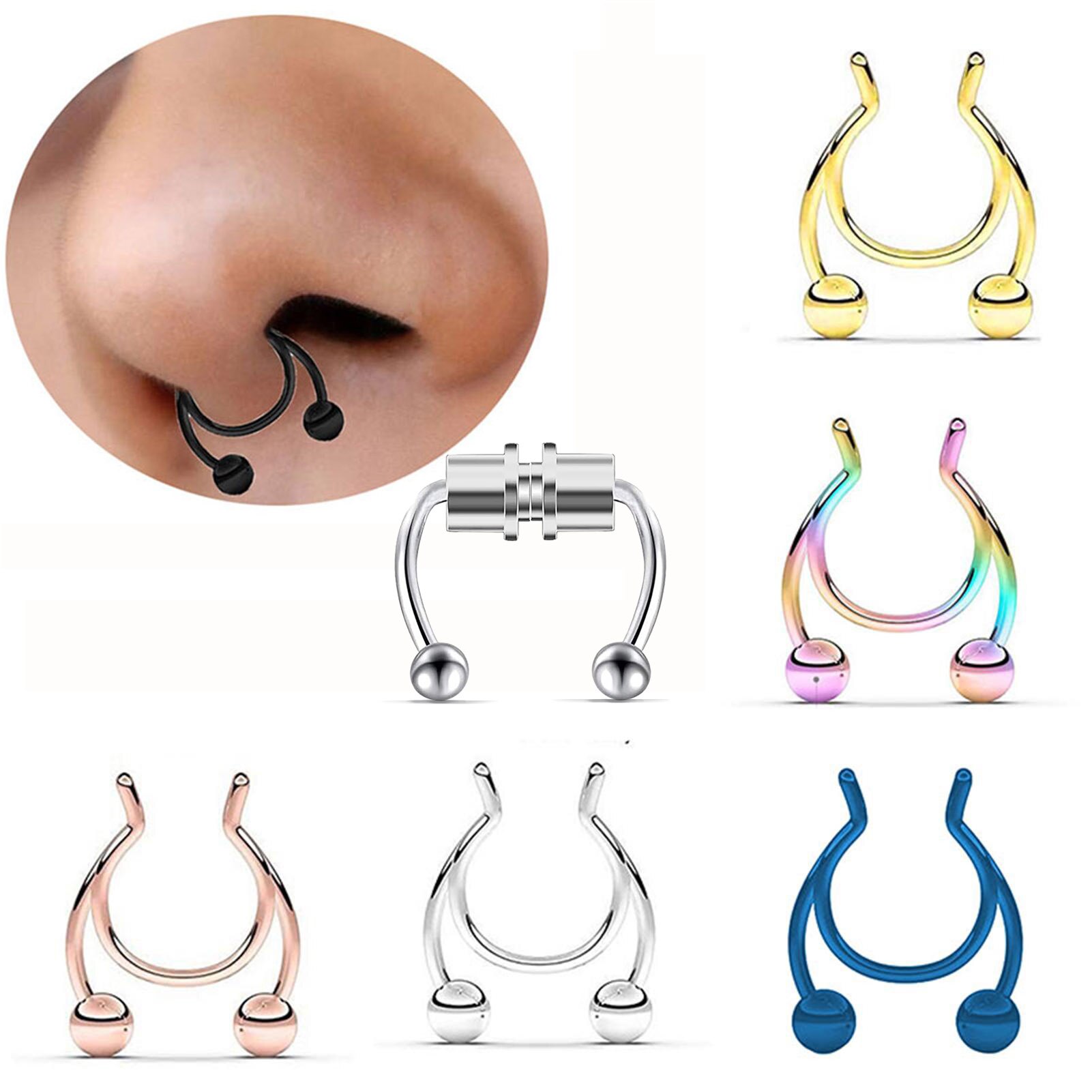 Stainless Steel Antler Shape Nose Ring Clip Nasal ... – Grandado