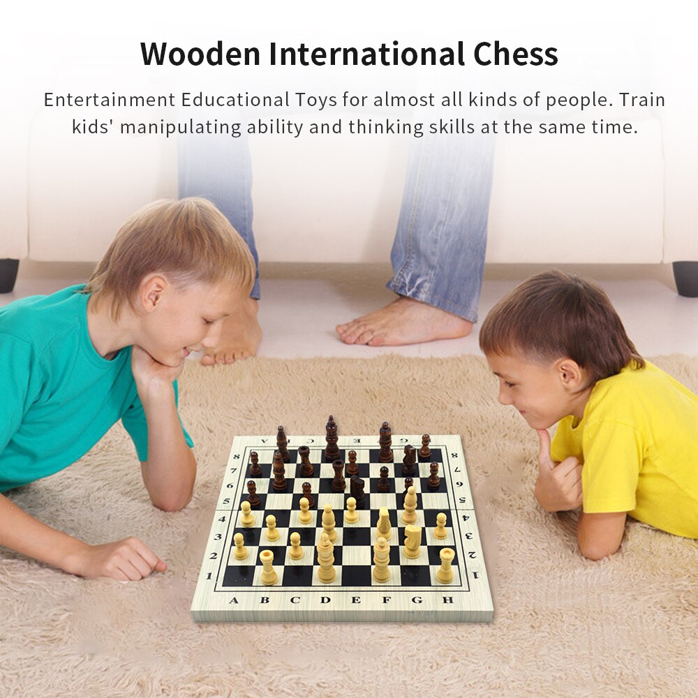 Foldable Wooden Chess Board Set Travel Games Chess... – Vicedeal