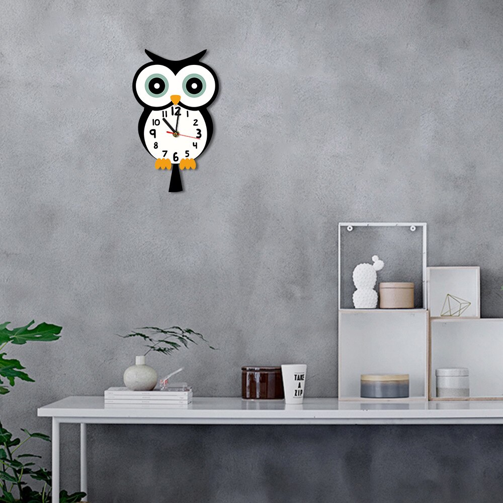 Eagle Owl Cute Cartoon Animal Print Wall Clock Col... – Grandado