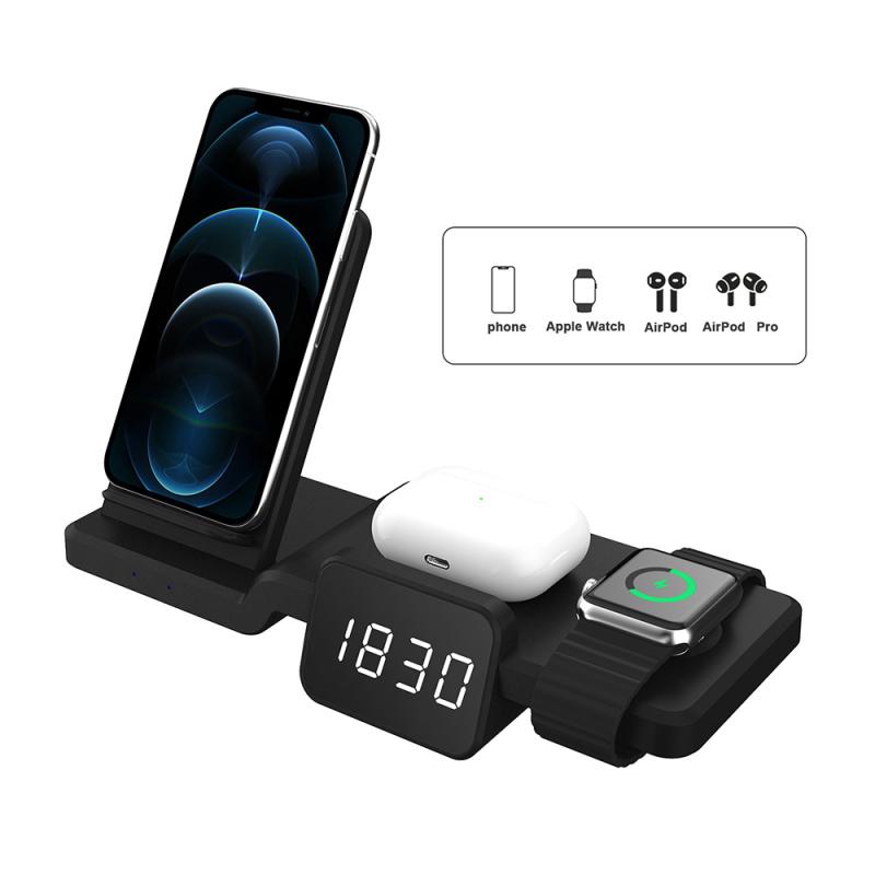 5 in 1 Multi Wireless fast Charger Stand Alarm Clo... – Grandado