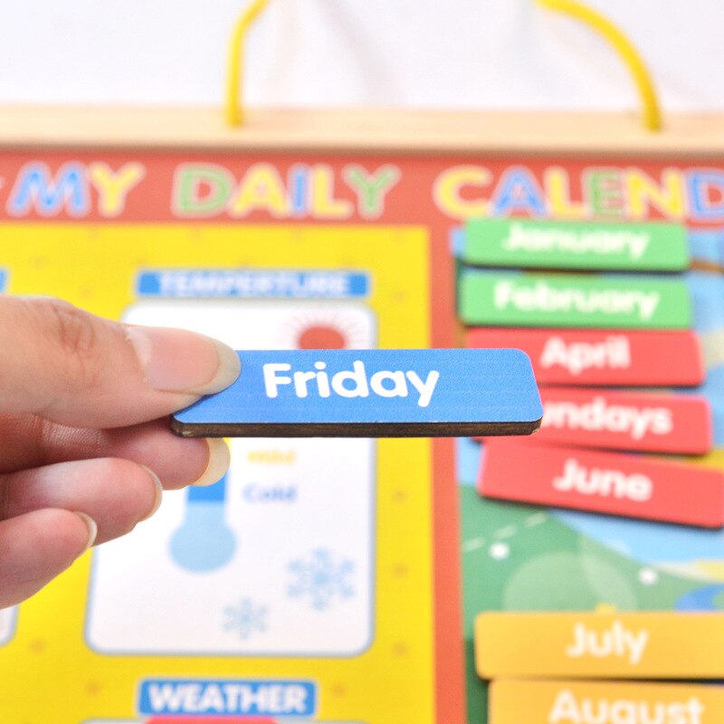 Wooden Kids Magnetic Weather Calendar Board Month ... – Grandado