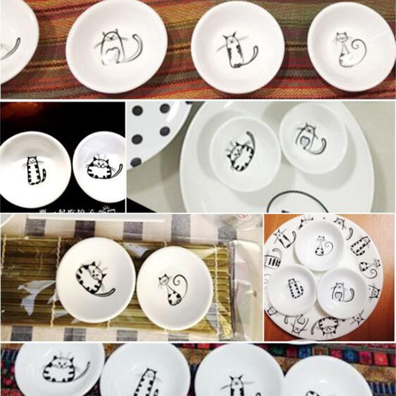 Cute Cat Small Saucer Shape Mini Plate Ceramics Ca... – Grandado