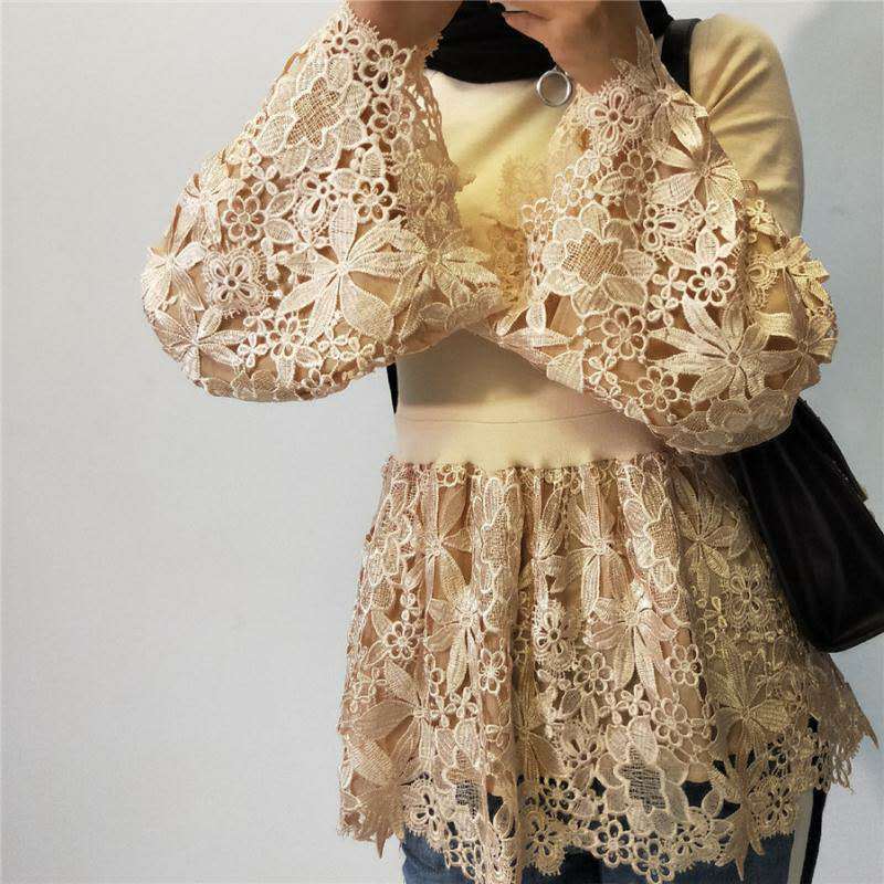 Abaya Dubai Turkey Arabic Lace Top Muslim Long Top... – Grandado