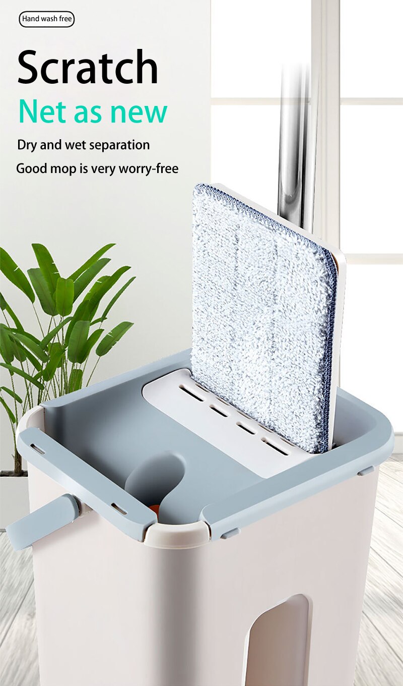 Flat squeeze mop with squeeze bucket hands-free fl... – Grandado