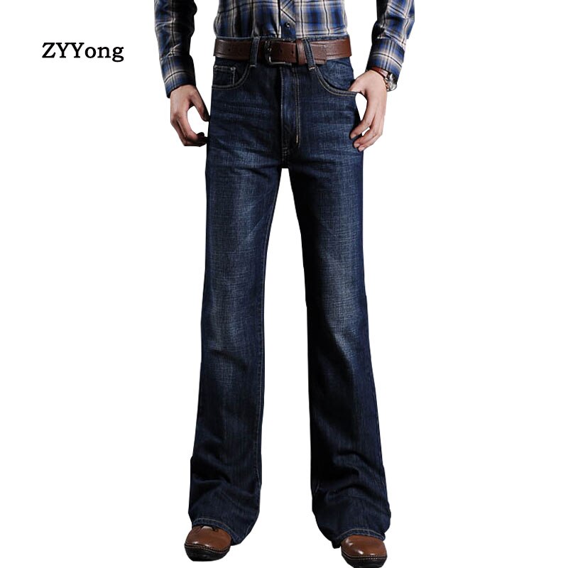 Mens Flared Jeans For Men Boot Cut Leg Loose Jeans... – Grandado