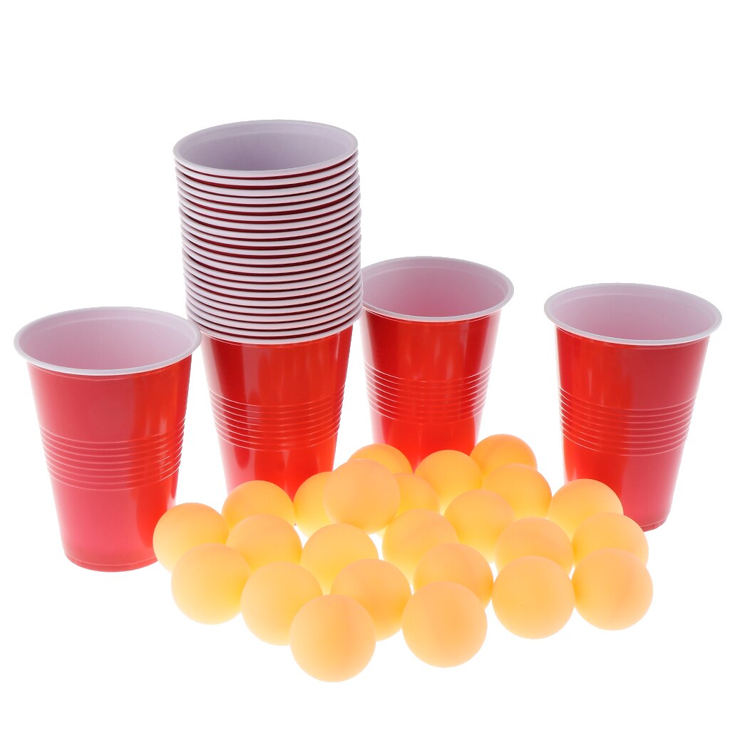 24 Rode Kopjes & Geel Pong Ballen Bier Pong Se... – Vicedeal