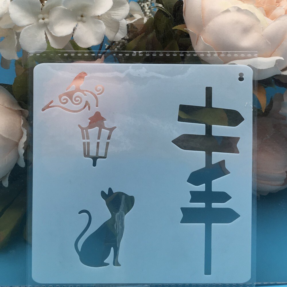 13 cm Kat Road Sign DIY Gelaagdheid Stencils Muur ... – Vicedeal