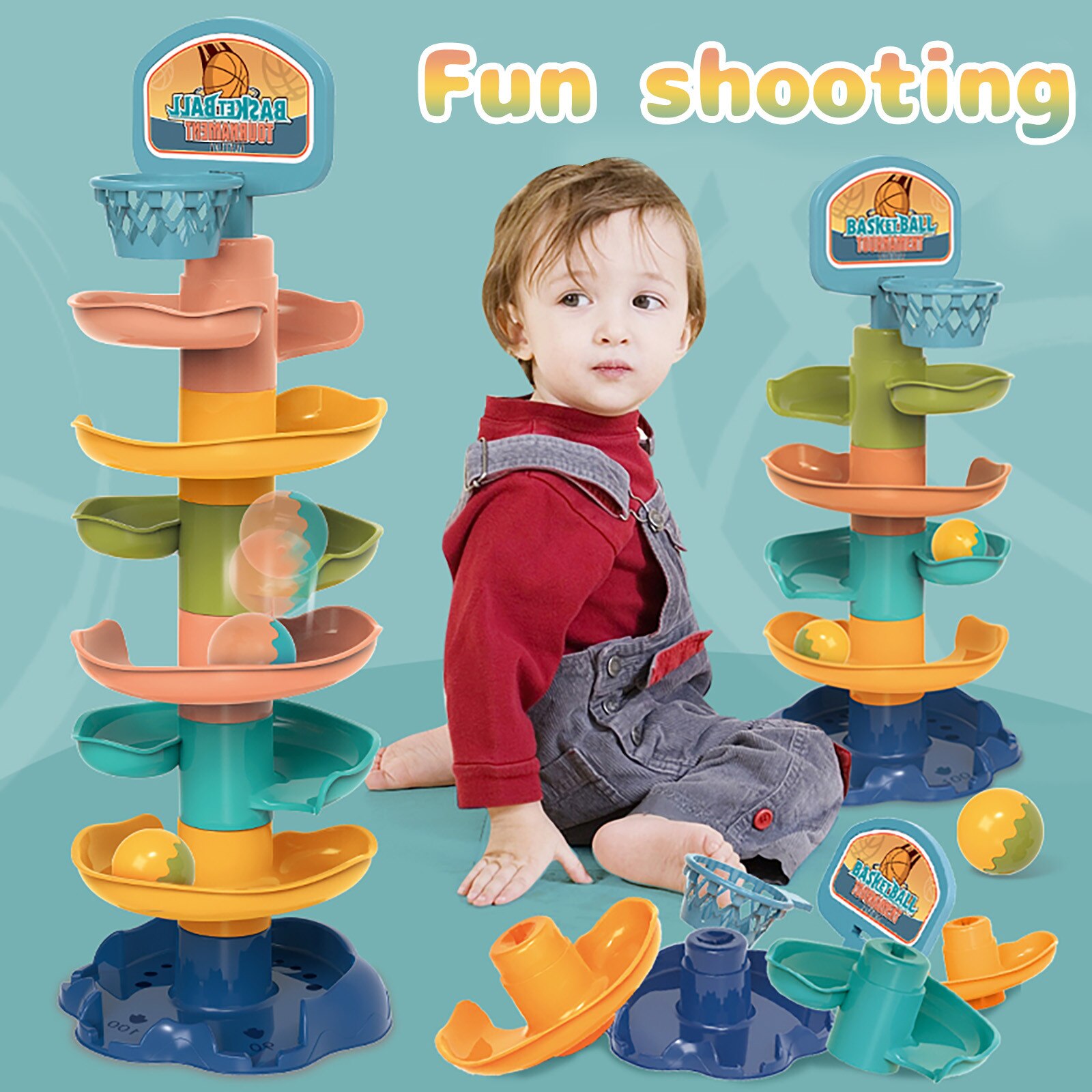 Children's Sliding Ball Tower, Baby's Folding Bask... – Grandado