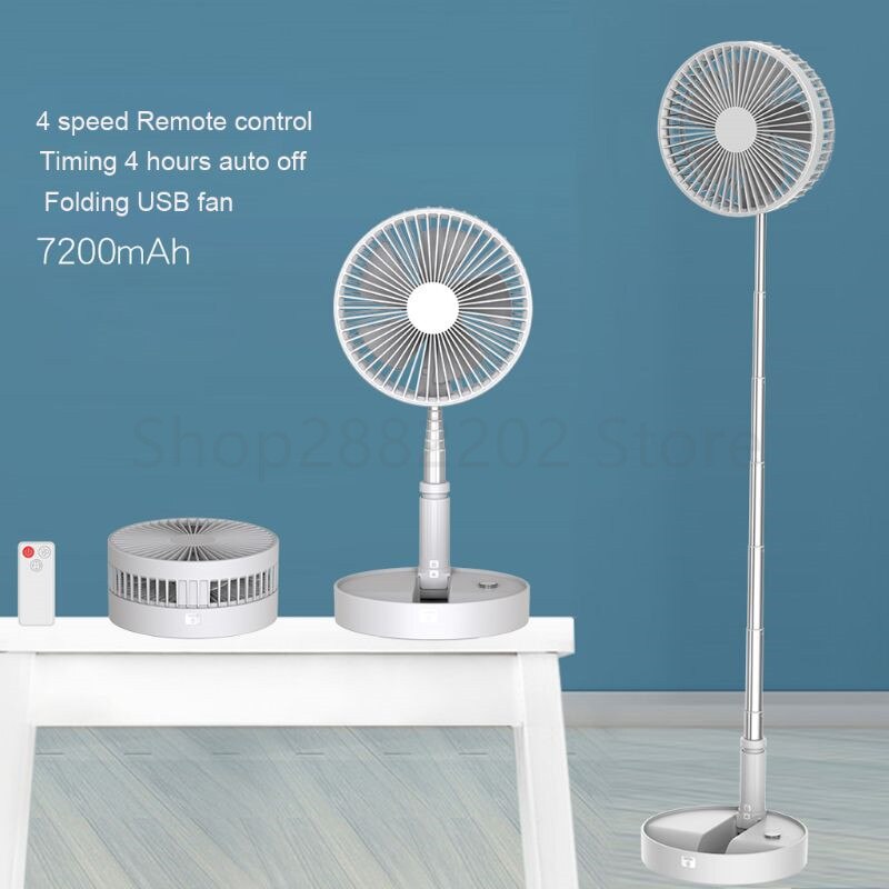 7200mAh Folding Telescopic Floor Desk Fan Remote C... – Grandado