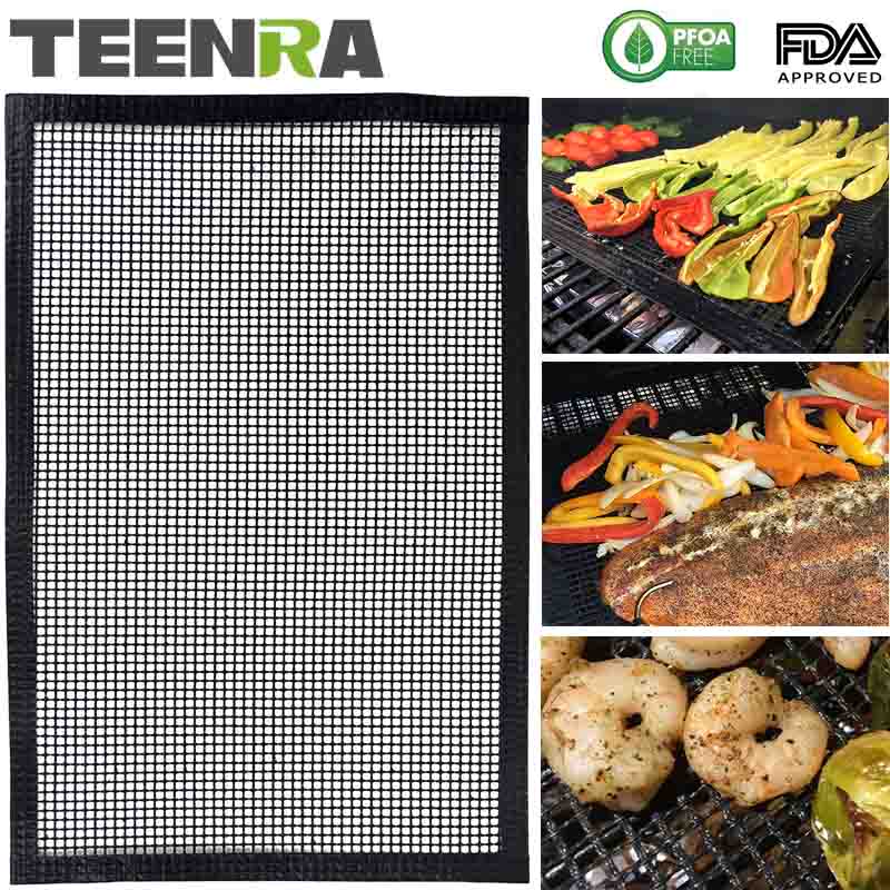 Teenra 1Pcs Zwarte Bbq Mesh Grill Mat Ptfe Bakken ... – Grandado