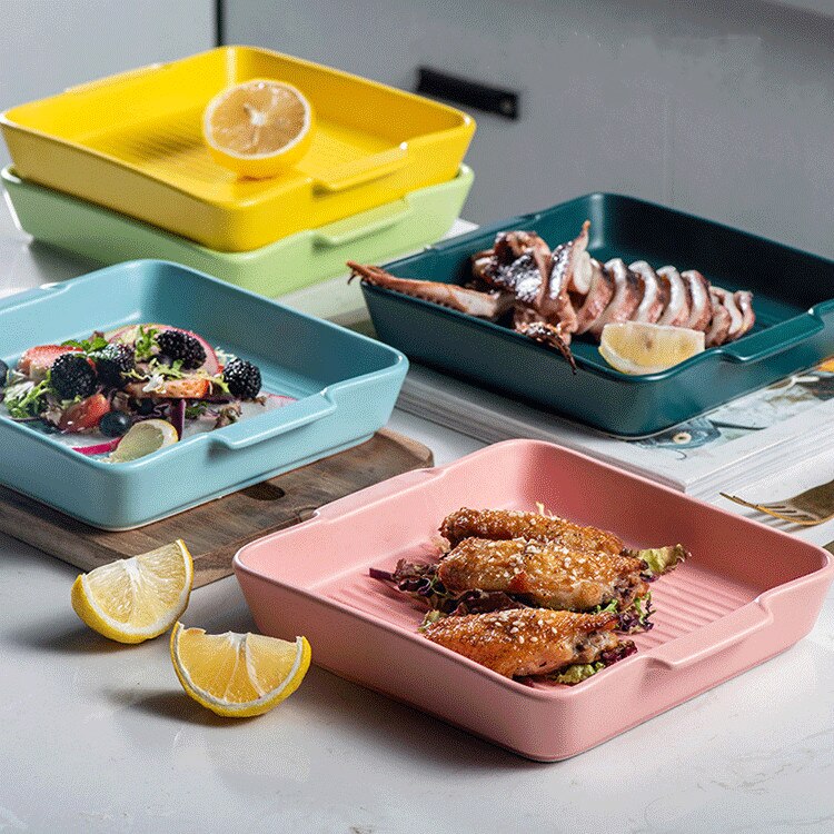 Hotel Home Kitchen Square Ceramic Dinner Plate Fru... – Vicedeal