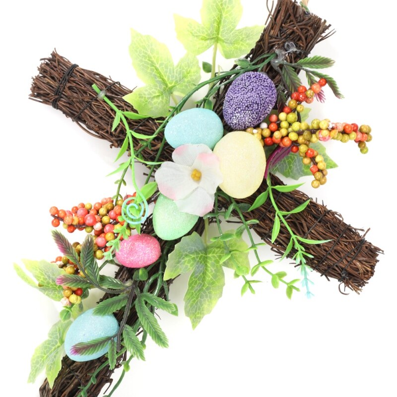 Artificial Wreath Garland Rattan Frame With Easter... – Vicedeal