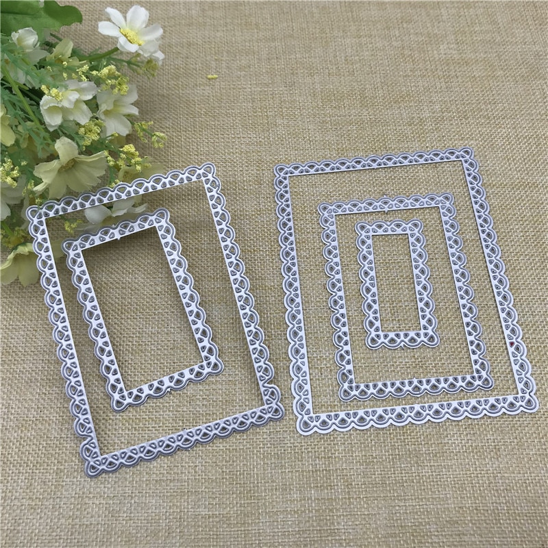 Stitched Scallop Rectangle Frame Metal Cutting Die... – Grandado