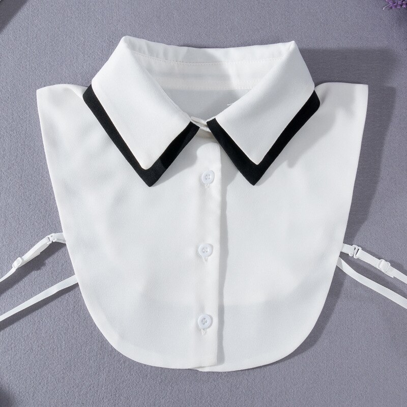 Effen Kleur Chiffon Nep Kraag Voor Vrouwen Afneemb... – Grandado