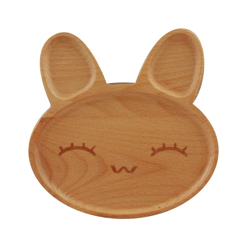 Cute Rabbit Face Wood Dinner Plate Children Fork S... – Grandado