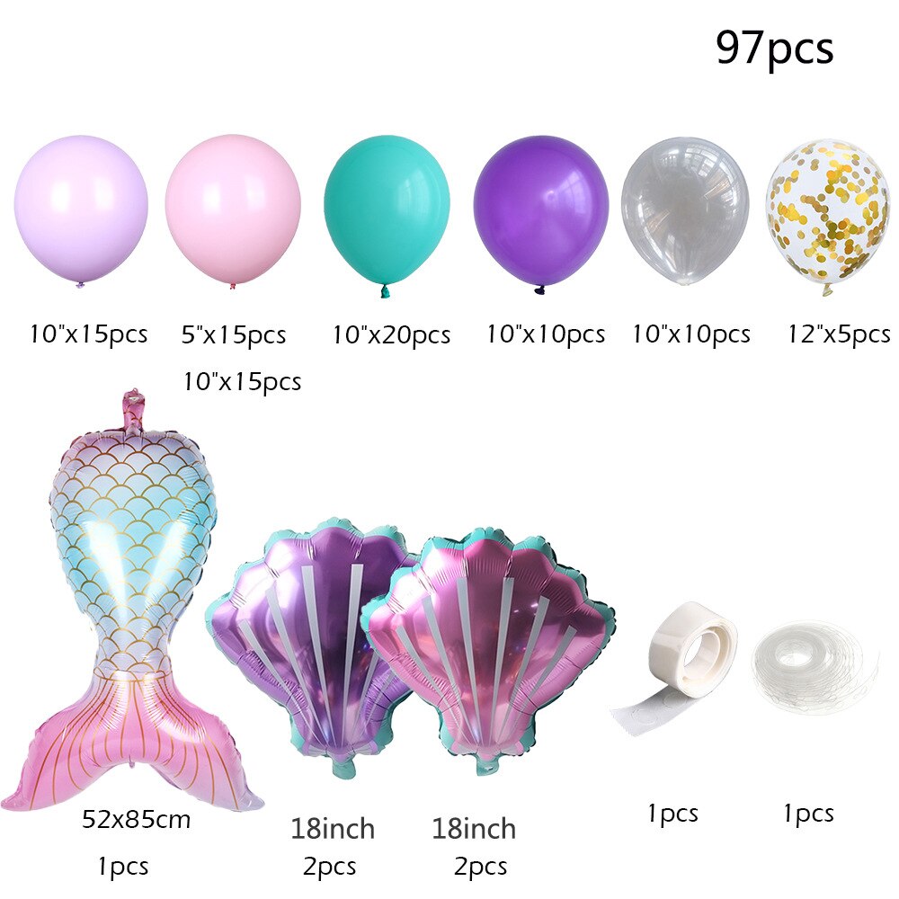 Ballons en arc thème sirène, 97 pièces, guirlande ... – Grandado
